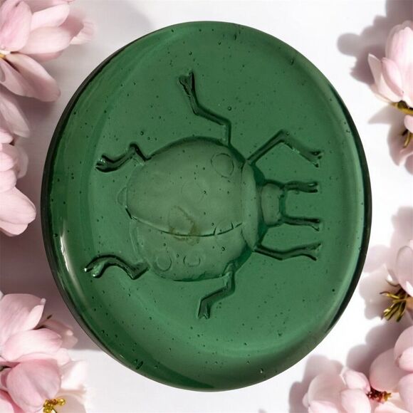 Unmarked | Accents | Vintage Green Art Glass Ladybug Paperweight Insect ...